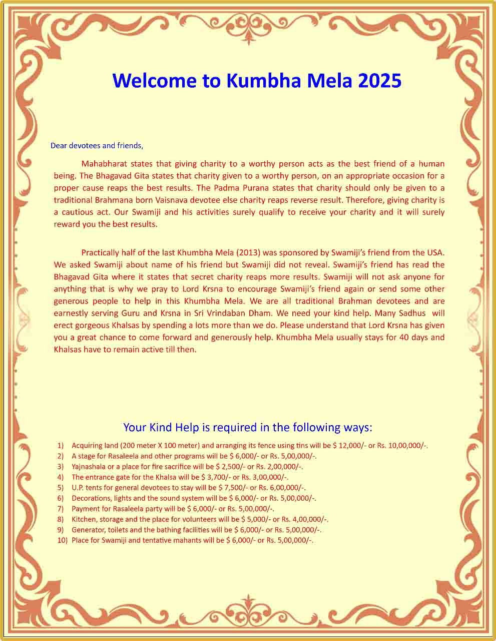 Kumbh Mela Arrangements – Bhagavat Dharma Samaj | Est. 1990
